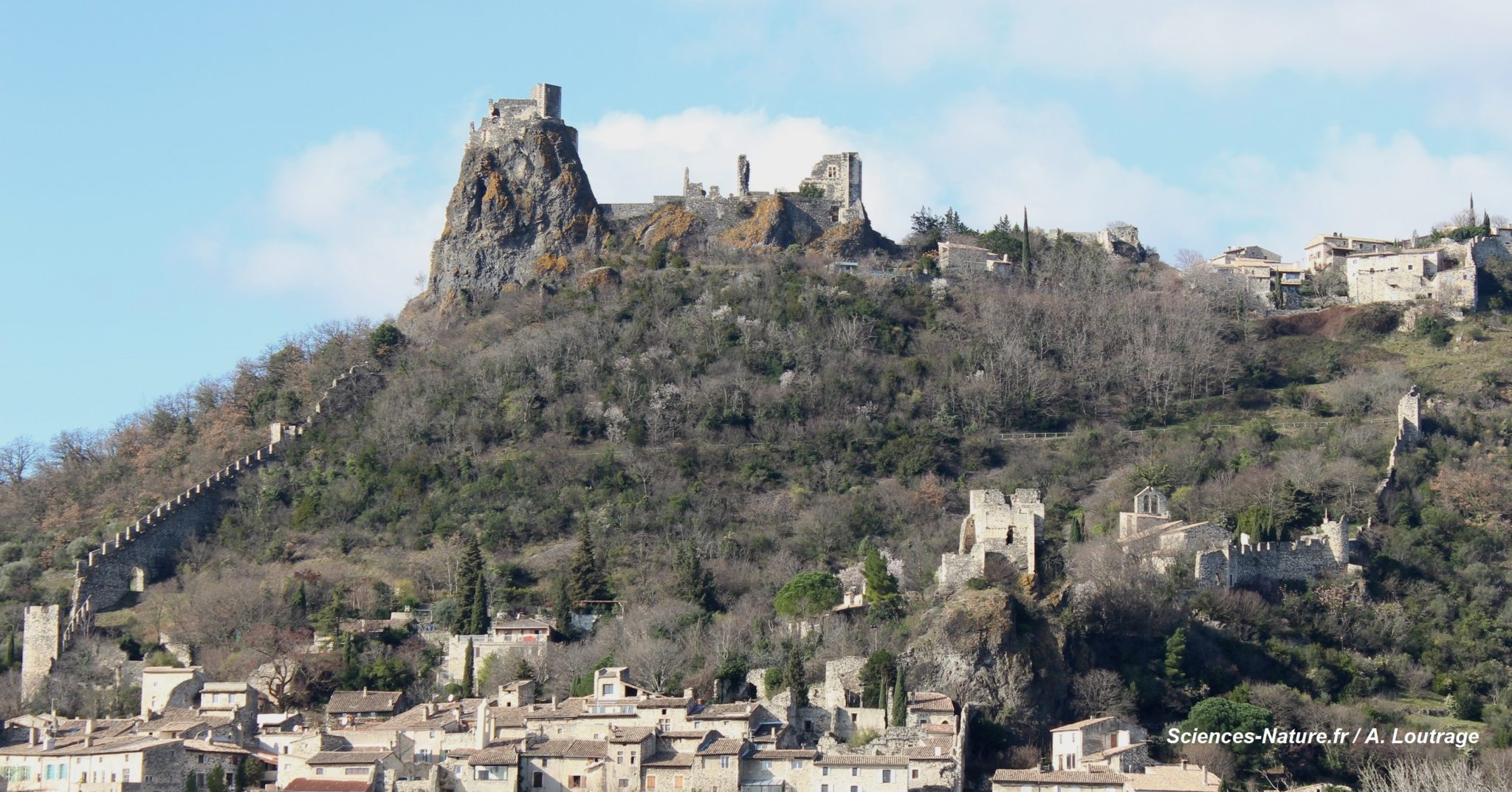 Château, necks et orgues basaltique à Rochemaure